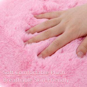 10 Inches Faux Fur Plush Cushion Fluffy Small Area Rug, Mini Square Faux Fur Rug, Small Rugs Fluffy Faux Fur, Pink Small Luxury Background for Jewelry, Nail Art, Photos, Product Display(Pink)