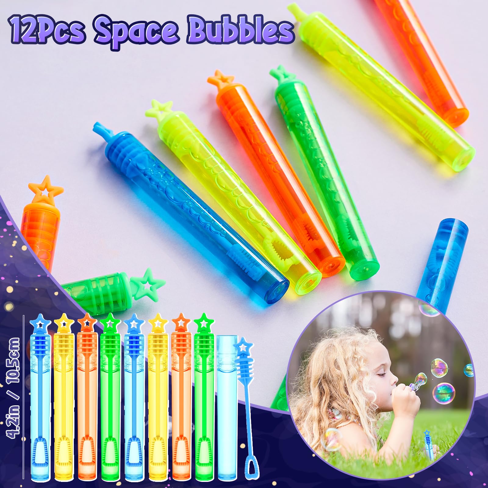 Mishopy 98 Outer Space Party Favors Galaxy Astronaut Birthday Supplies Straw Bubble Silicone Bracelet Keychain Sticker Boy Kid Girl Toy Gift Goodie Bags Stuffer Class Prize Space Themed Party Favors