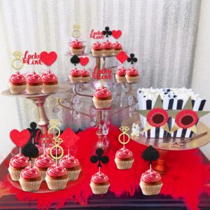 Kreatwow Vegas Bachelorette Party Decorations 24pcs Casino Cupcake Toppers Casino Night Bridal Shower Decorations Poker Cupcake Pick Lucky in Love Wedding Decor for Gamble Bachelorette Las Vegas Party