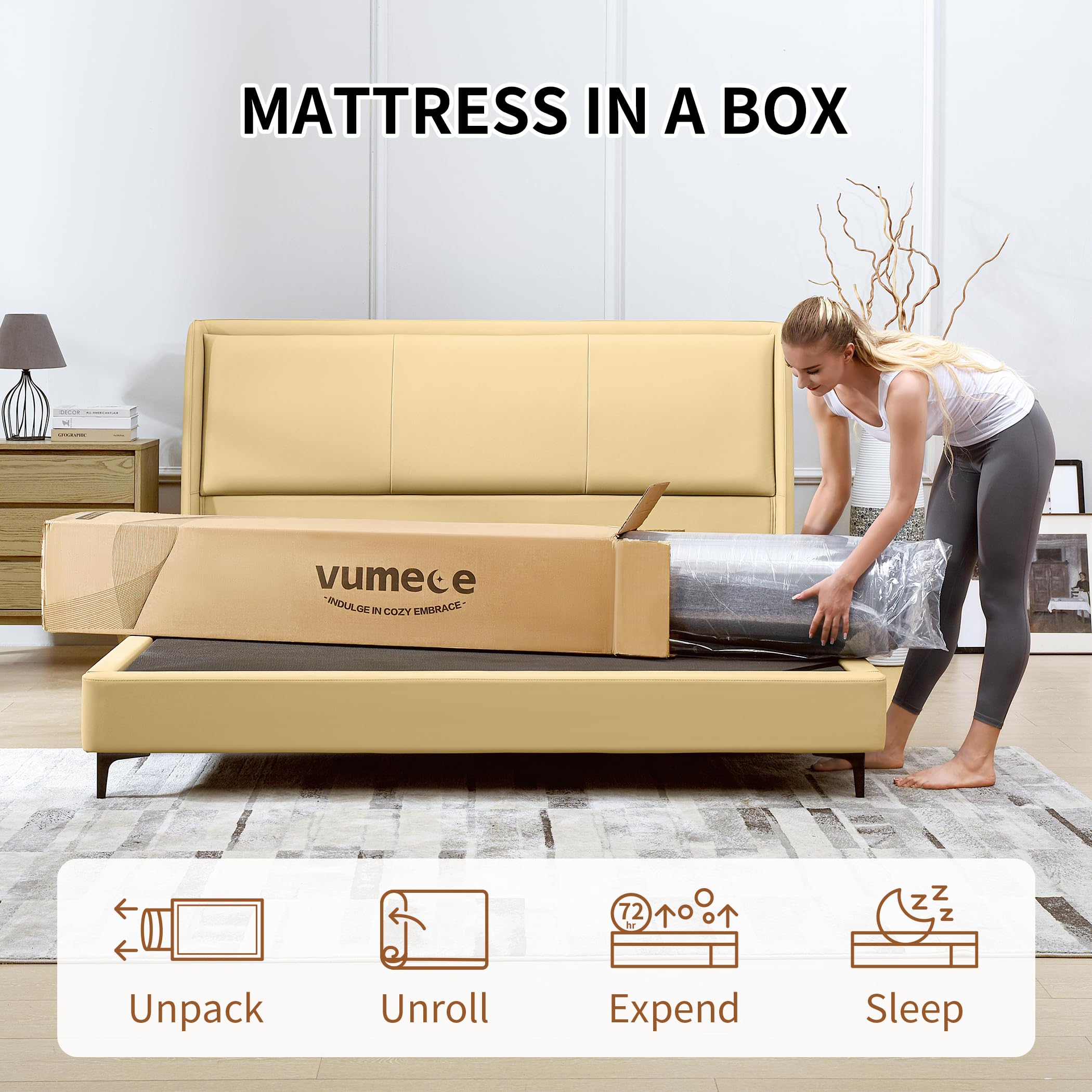 Vumece 12 Inch King Mattress Gel Memory Foam Mattress King Size Mattress for Cool Sleep & Pressure Relief & Motion Isolating, King Mattress in a Box, CertiPUR-US Certified, Medium Firm