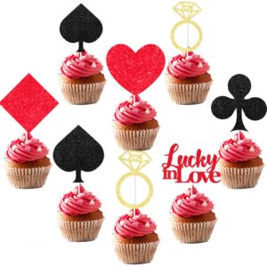 kreatwow vegas bachelorette party decorations 24pcs casino cupcake toppers casino night bridal shower decorations poker cupcake pick lucky in love wedding decor for gamble bachelorette las vegas party