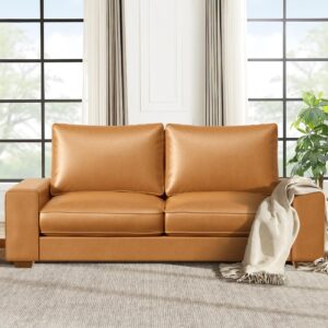 couchoice modern faux leather sofa couch,loveseat sofa,small sofa,with spring cushions and solid wood frame,removable sofa cover,suitable for living rooms,offices,apartments(88.58inch,brown)