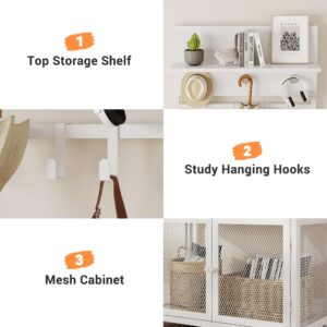 IDEALHOUSE Hall Tree with Doors White 72.8in Coat Rack Shoe Storage Narrow Coat Tree Shoe Shelf Organizer with 7 Hooks for Entryway Bedroom and Mudroom