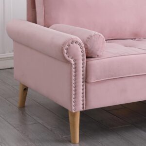 CDBBIB 77.56" Futon Sofa Couch,Mid-Century Loveseat,Corduroy Couch,Chaise Lounge Indoor,Couch and Loveseat Sets,Small Space Furniture Suitable for Living Rooms, Bedrooms, Apartments.(Pink)