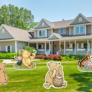 6 PCS Classic Winnie Cutouts with Stand Cute Pooh Baby Shower Cutouts for Winnie Birthday Decorations Centerpiece Yard Signs