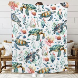 sea turtle blanket, ultra soft turtle throw blanket for boys girls, sea turtle ocean animal pattern blanket decor gifts for couch sofa bed,turtle lovers gifts,40"x50"-kids/throw size