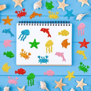 530Pcs Sea Animal Foam Sticker Set with Glitter Accents Self-Adhesive Eyes Perfect for Kids' Crafts DIY Scrapbooking Card Making and Undersea Themed Wall Decorations Gifts