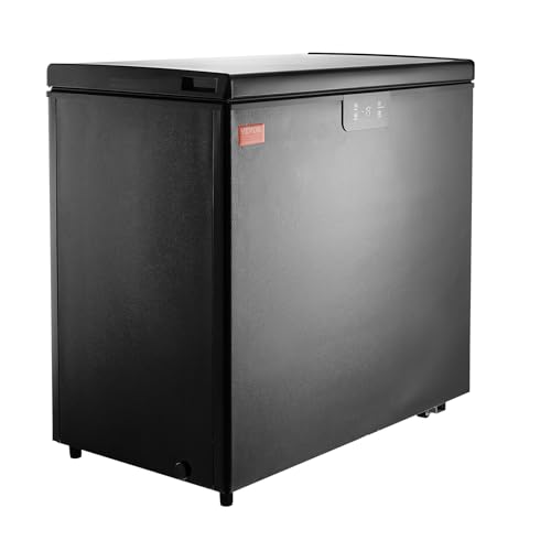 VEVOR Chest Freezer, 10 Cu.ft Compact Deep Freezer, Free Standing Top Open Door Compact Freezers with 2 Removable Baskets & Adjustable Thermostat, Energy Saving & Low Noise, Black