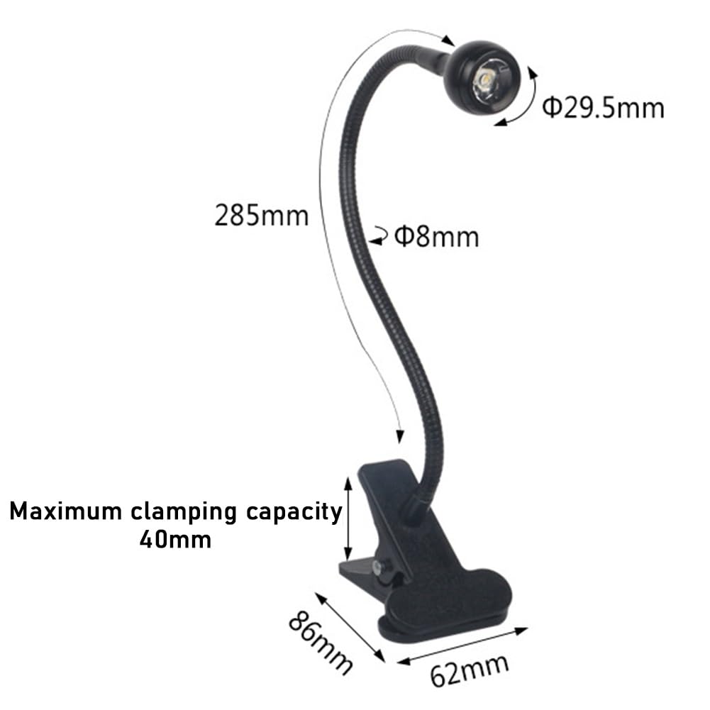 SHHUAOIL 1W LED Machine Light LED Work Light with USB 5V Flexible Gooseneck and Clamp Base Aluminum Alloy Long Life Fast Heat Dissipation High Brightness Easy to Operate for Home Use Reading Light