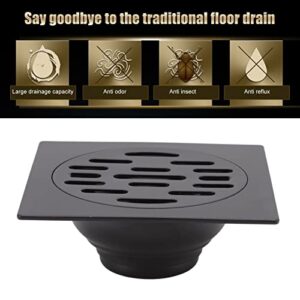 Aladeno Odor Proof Bathroom Shower Drain Stainless Steel Floor Drain Set Antique Kitchen Sewer Drainer Square Shower Drain with Mesh Cover for Home Balconies Bathroom Bathtub Black