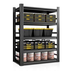 63" h|32" w all-metal garage shelving unit and storage-easy assembly shelves|heavy-duty adjustable shelf 5 tier rack|waterproof rust-resistant storage shelves for industrial warehouse basement