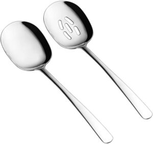 x-large serving spoons set, 9.8 inch and 2.8 inch slotted stainless steel (2 pack)