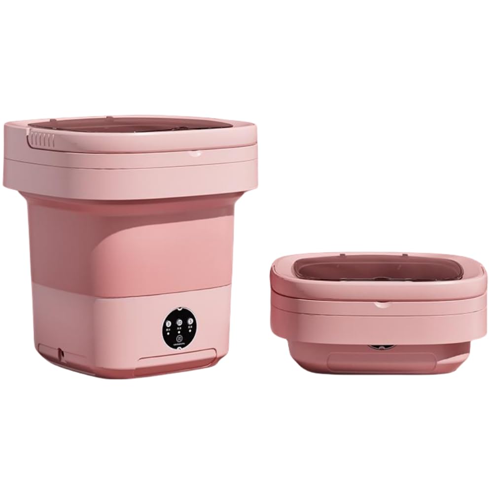 Portable washing machine,Mini Washer,11L upgraded large capacity foldable Washer.Deep cleaning of underwear, baby clothes and other small clothes.Suitable for apartments, dormitories, hotels. (Pink)