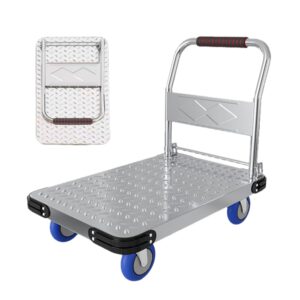 36" l x24 w platform truck steel foldable push cart,2000 lbs capacity heavy-duty moving platform trucks hand cart for groceries, warehouse transport with 5’ nylon casters