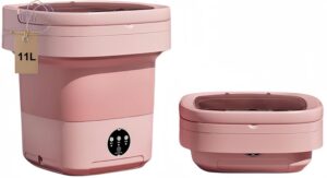 portable washing machine,mini washer,11l upgraded large capacity foldable washer.deep cleaning of underwear, baby clothes and other small clothes.suitable for apartments, dormitories, hotels. (pink)