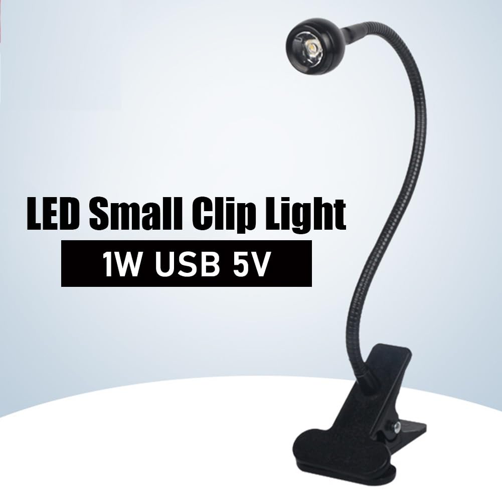 SHHUAOIL 1W LED Machine Light LED Work Light with USB 5V Flexible Gooseneck and Clamp Base Aluminum Alloy Long Life Fast Heat Dissipation High Brightness Easy to Operate for Home Use Reading Light