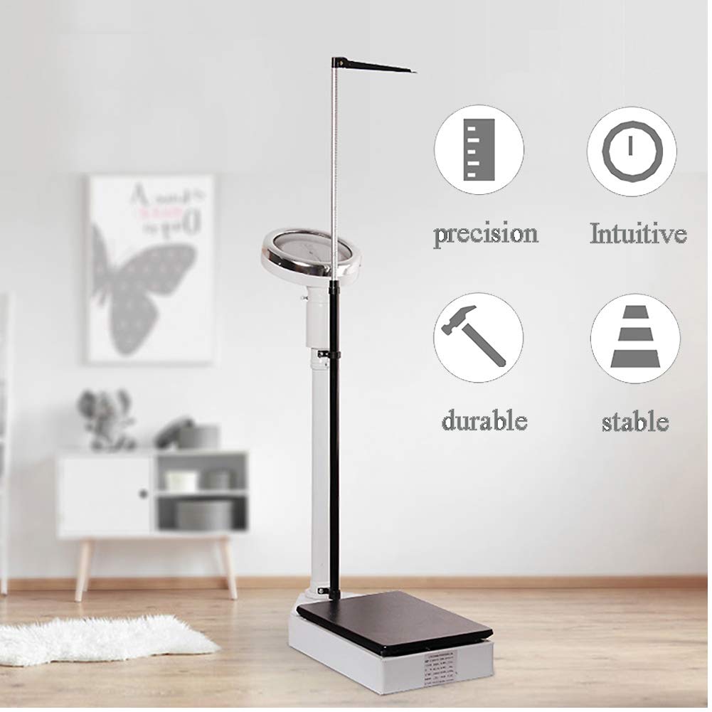 Digital Clinical Scale, Mechanical Height Rod, Height and Weight Scale Medical Mechanical Scales Measuring Weight Height(120kg)