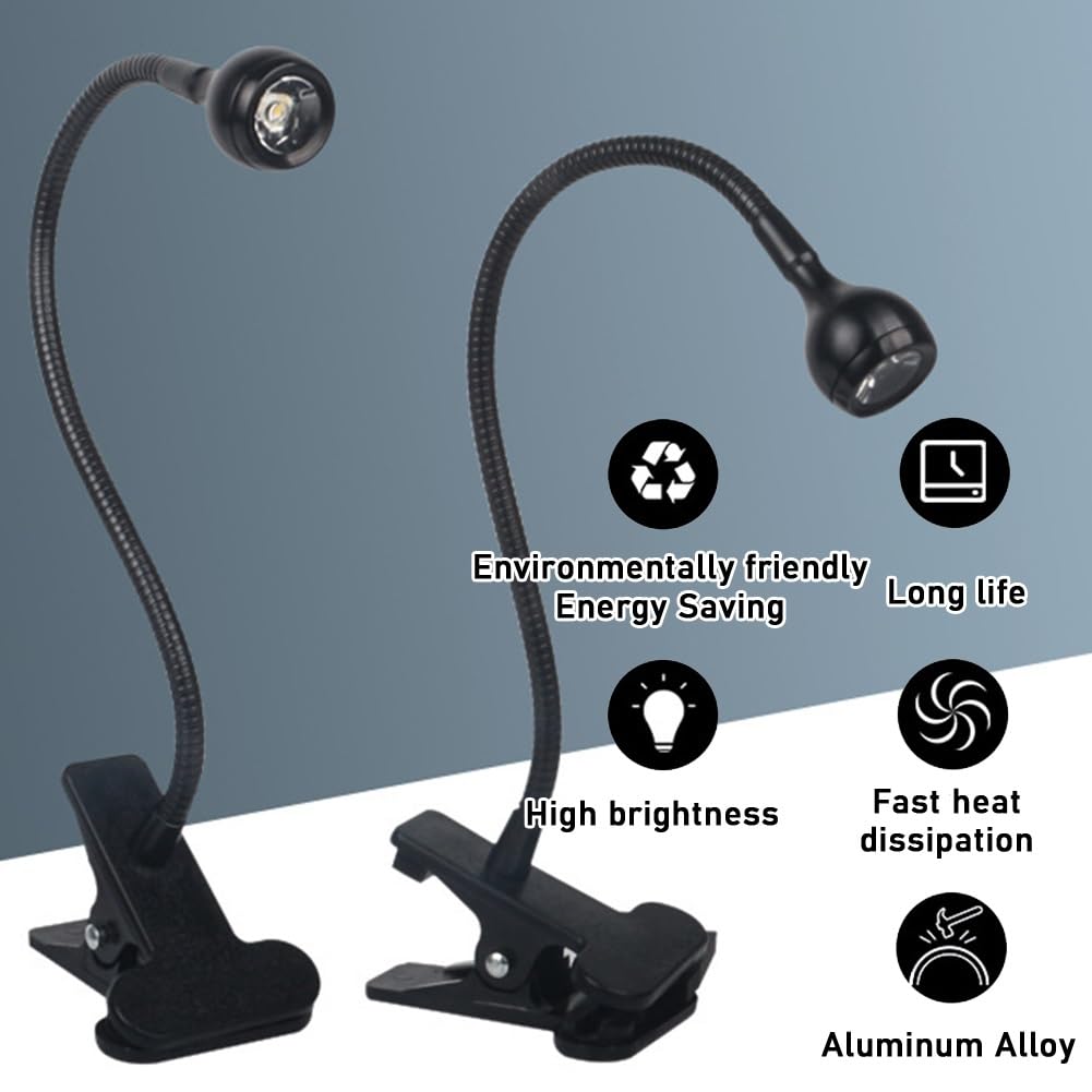 SHHUAOIL 1W LED Machine Light LED Work Light with USB 5V Flexible Gooseneck and Clamp Base Aluminum Alloy Long Life Fast Heat Dissipation High Brightness Easy to Operate for Home Use Reading Light