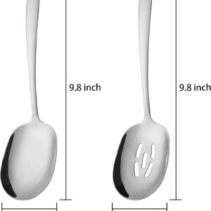 X-Large Serving Spoons Set, 9.8 Inch and 2.8 Inch Slotted Stainless Steel (2 Pack)