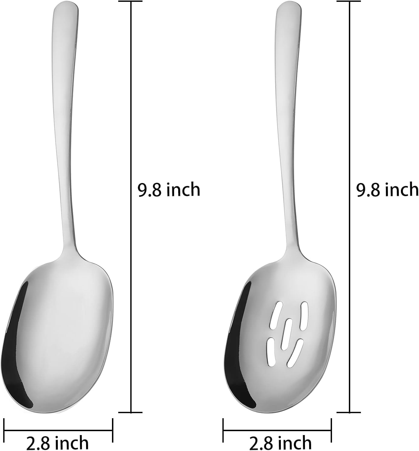 X-Large Serving Spoons Set, 9.8 Inch and 2.8 Inch Slotted Stainless Steel (2 Pack)