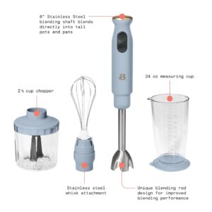 The Beautiful 2-Speed Immersion Blender with Chopper & Measuring Cup, Cornflower Blue by Drew Barrymore