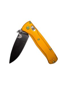 sunset orange, smooth, billet aluminum, full size bugout, gift for dad, everyday carry knife scales