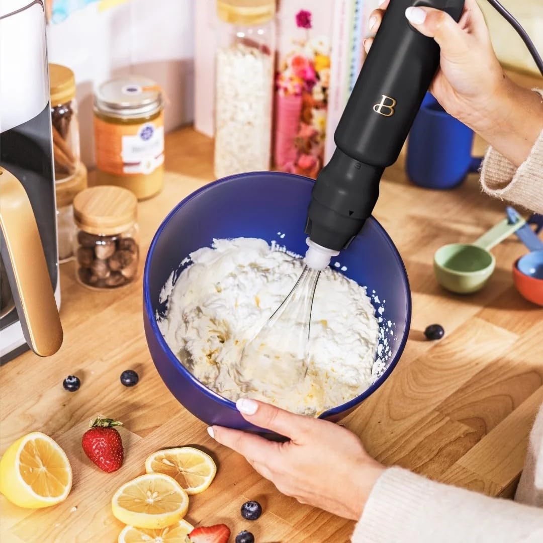 The Beautiful 2-Speed Immersion Blender with Chopper & Measuring Cup, Black Sesame by Drew Barrymore