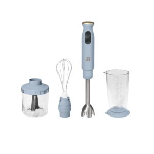 the beautiful 2-speed immersion blender with chopper & measuring cup, cornflower blue by drew barrymore