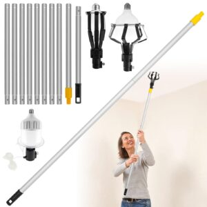 lydodoka light bulb changer for high ceilings, 18ft light bulb extension pole changer with 3-12ft telescopic extension pole, light bulb removal tool with basket & suction cup for recessed lights