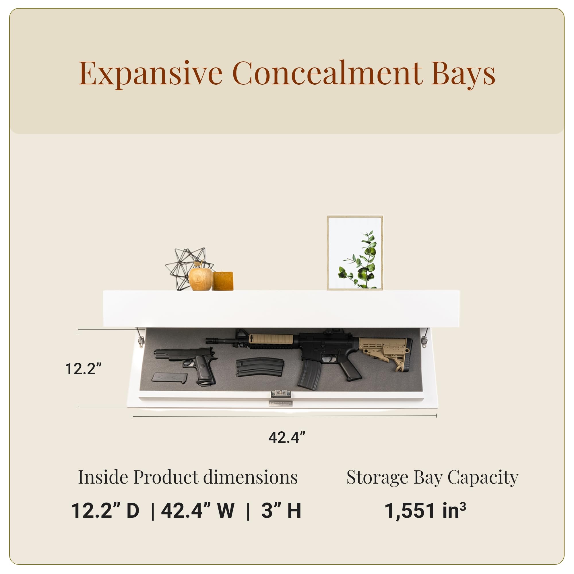 Stealth-Masters™ Yankee Concealment Shelf, Large, Brilliant White