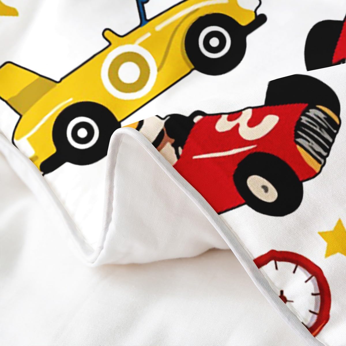 jejeloiu Kids Boys Cartoon Car Bedding Set Twin Size Race Car Bedding Set for Kids Teens Boys Sports Cars Comforter Cover Set Quilt Cover,No Comforter