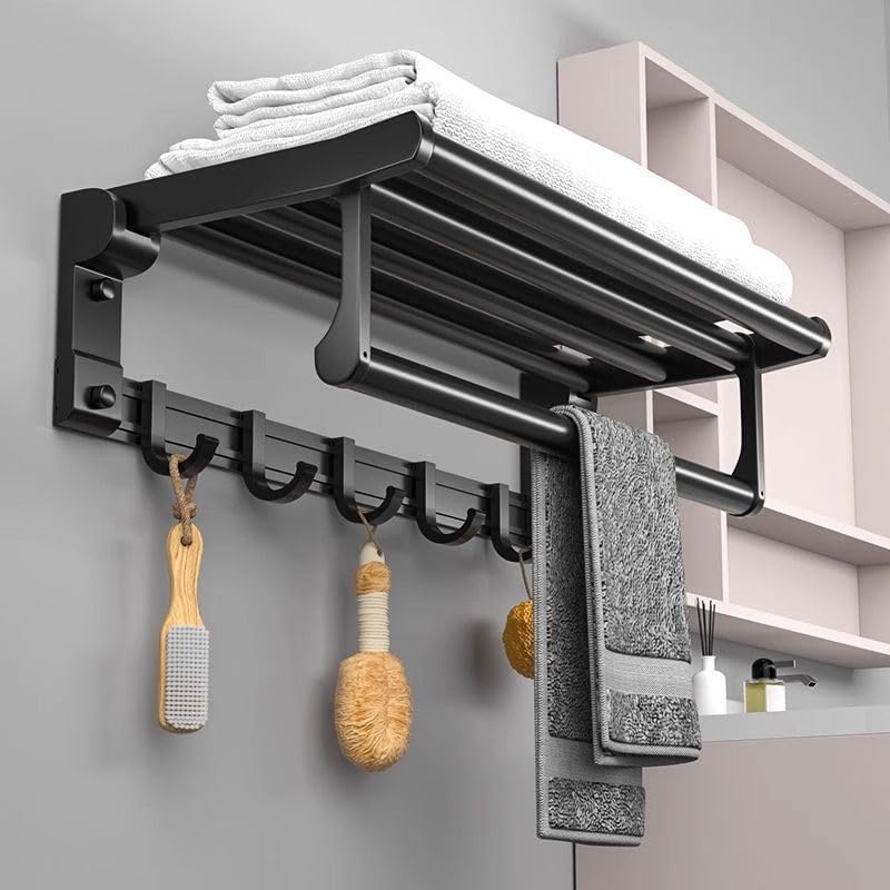 Punch-Free Space Aluminum Bathroom Towel Rack Bath Towel rack免打孔太空铝浴室毛巾架浴巾架壁挂式卫生间置物架厕所洗手间挂架 Kitchen Accessories