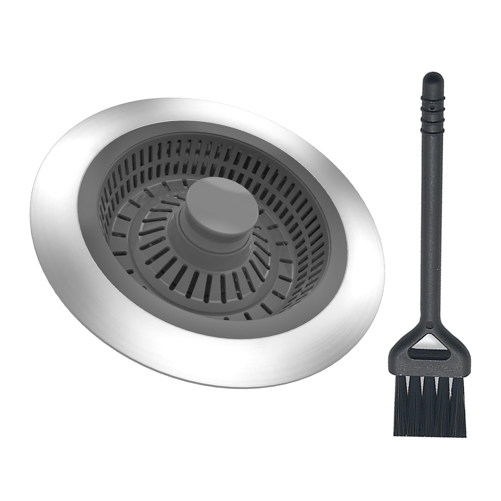 Kitchen Sink Drain Strainer, Pop-up Sink Stoppers, 3 in 1 Sink Drain Strainer, Upgraded Larger Sink Strainer Filter Basket, Cleaning Brush for US Sink Standard 3-1/2 Inch Drain Strainers