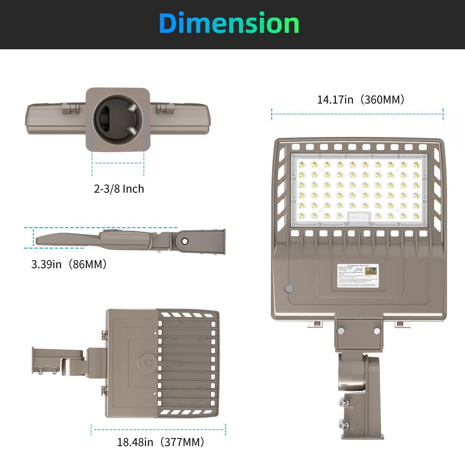 NUOGUAN LED Parking Lot Light with Slip Fitter UL DLC Listed, 5000K Shoebox Pole Light AC100-277V, IP65 Waterproof Commercial Street Area Lighting for Driveway/Roadway/Yard(200W, 28000LM)