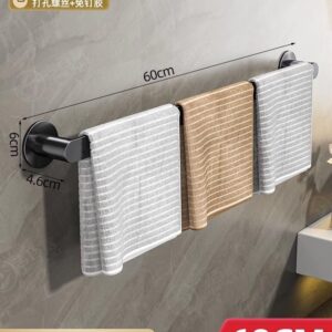 Bathroom Punch-Free Wall-Mounted Space Aluminum Towel rack浴室免打孔壁挂式太空铝毛巾架 毛巾杆 厨卫挂件单杆挂杆 Kitchen Accessories