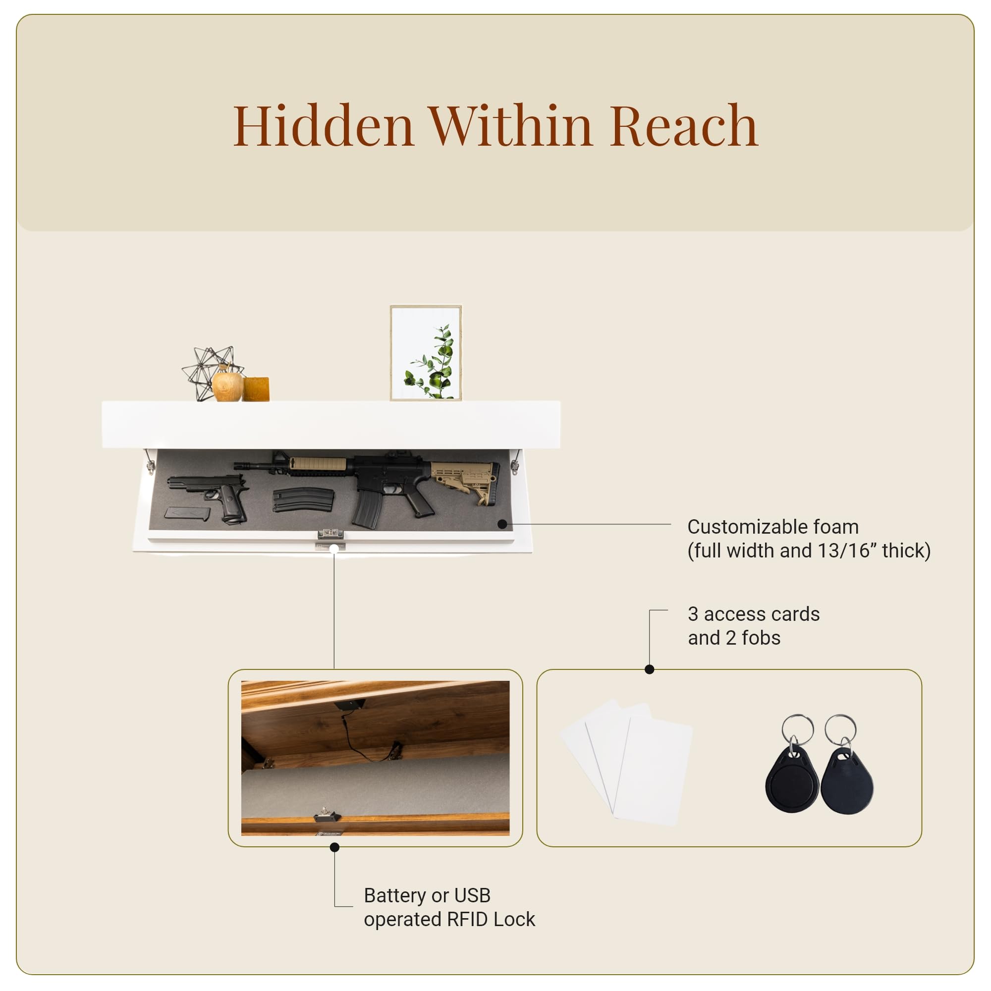 Stealth-Masters™ Yankee Concealment Shelf, Large, Brilliant White