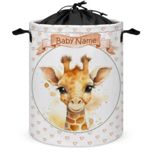 giraffe personalized baby laundry basket custom name nursery hamper collapsible kids laundry hamper with handles durable oxford cloth organizer for clothes storage baby gift baskets