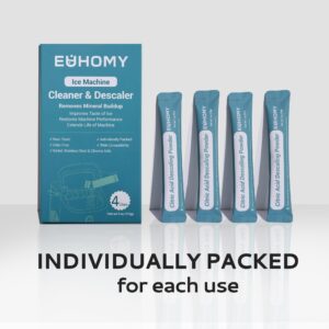 EUHOMY Ice Maker Cleaner & Descaler | 4 Use & Individually Packed | Ice Machine Cleaner with Organic Citric Acid Descaling Powder, Ideal for All Brands