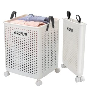 hlzqpfjwcollapsible laundry baskets,laundry basket with wheels,laundry hamper with wheels,dorm laundry hamper,laundry basket plastic，35, 50, 60 liter large capacity (white, extra large)