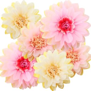 gejoy 6 pcs large tissue paper flowers tissue pom poms 19" pink flowers diy crafting for birthday party, bachelorette, bridal shower decorations, wedding, baby shower decor