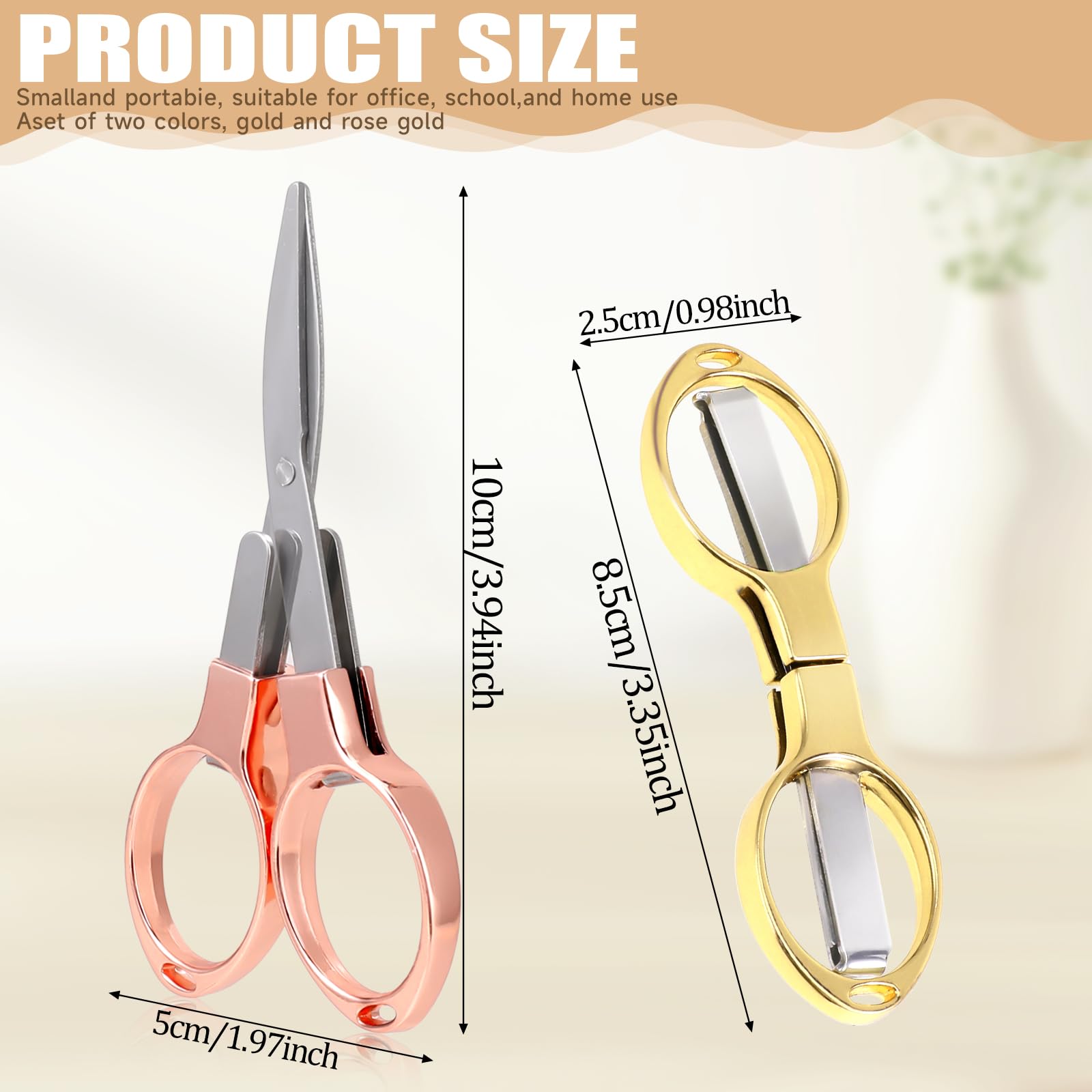 2pcs Folding Scissors Portable Safety Small Travel Scissors Anti Rust Badge Scissors Mini Shear Telescopic Cutter,Little Scissors for Nurse Travel Office Fishing Crafts