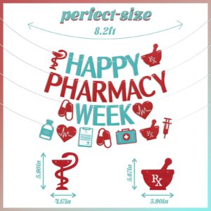 Happy Pharmacy Week Banner - Pharmacy Appreciation Week Decorations, Thank You Pharmacist Bunting Sign, Pharmacy Week Staff Party Decor Blue Red Glitter