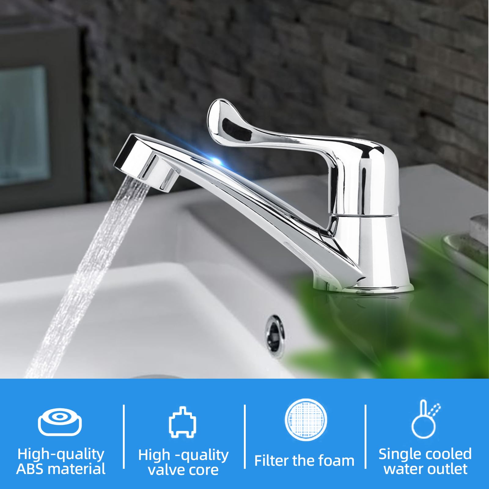 Single Cold Faucet G1/2 Water Tap ABS Plastic Sink Faucet Water Nozzle Kitchen Sink Accessories Saving Water for Bathroom Basin