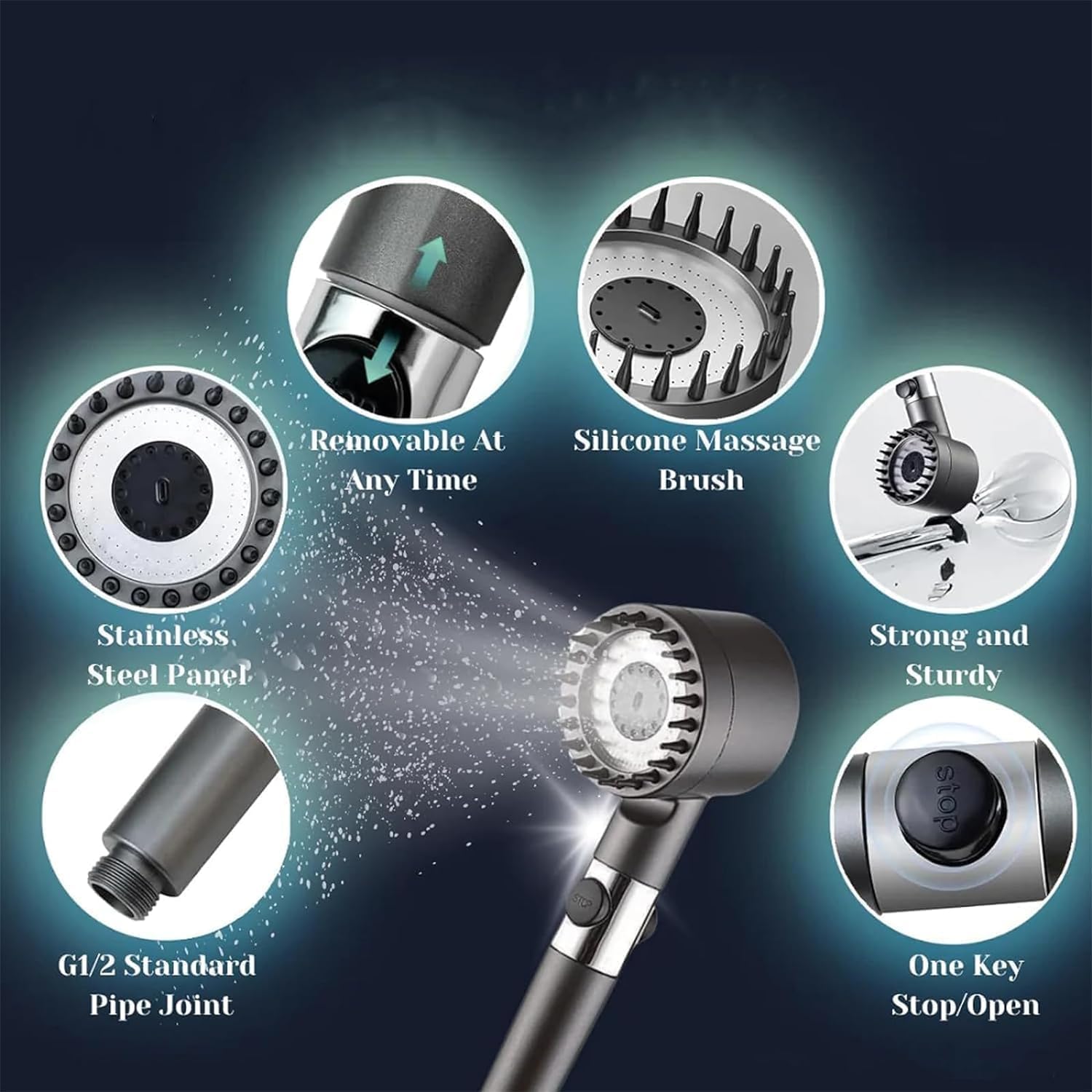 Muravai Shower Head, 2024 New Upgrade Muravai Showerpro Filtered Showerhead,High Pressure Shower Heads, Pressure Boosting Shower Head Spray, Adjustables Pressure Showerhead with Hose and Filter