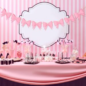 Whaline Pink Bow Garland Banner 3D Cute Bow Hanging Garland Paper Banner for Coquette Birthday Baby Bridal Shower Bachelorette Party Supplies