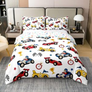 jejeloiu kids boys cartoon car bedding set twin size race car bedding set for kids teens boys sports cars comforter cover set quilt cover,no comforter