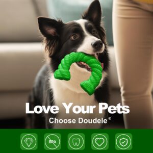 Doudele Dog Toys for Aggressive Chewers, Dog Toys for Medium Large Dogs, Dog Toys for Traning, Indestructible Dog Toy with Beef Flavor, Natural Rubber Horseshoe-Shaped Chew Toys (Green)