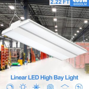 ADUB LED High Bay Light 240W 192W 144W, 1.63FT LED Warehouse Light 3000K 4000K 5000K, 36000LM, 400W LED High Bay Shop Light, 2.2 FT UL Listed LED High Bay Light 0-10V Dimmable