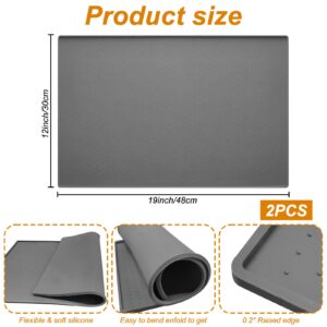 2 Pcs Silicone Ice Makers Countertop Mat Waterproof with Raised Edge Prevents Liquid Spillage, Ice Machine Countertop Mat with Non-Slip Raised Dots, Portable Mini Counter Top Ice Maker Mat,19“x12”