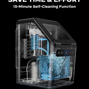 Silonn Nugget Ice Makers Countertop - 44lbs per Day Ice Machine with Self-Cleaning, Timer Pebble Ice Maker with Soft Chewable Ice, One-Click Operation Ice Machine, Stainless Steel